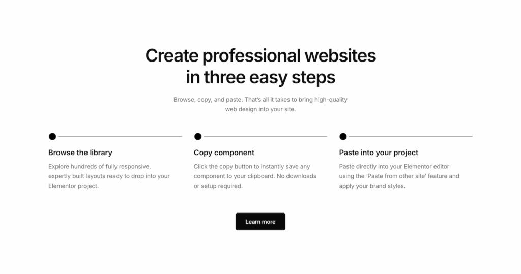 Elementor How it works components | Element UI
