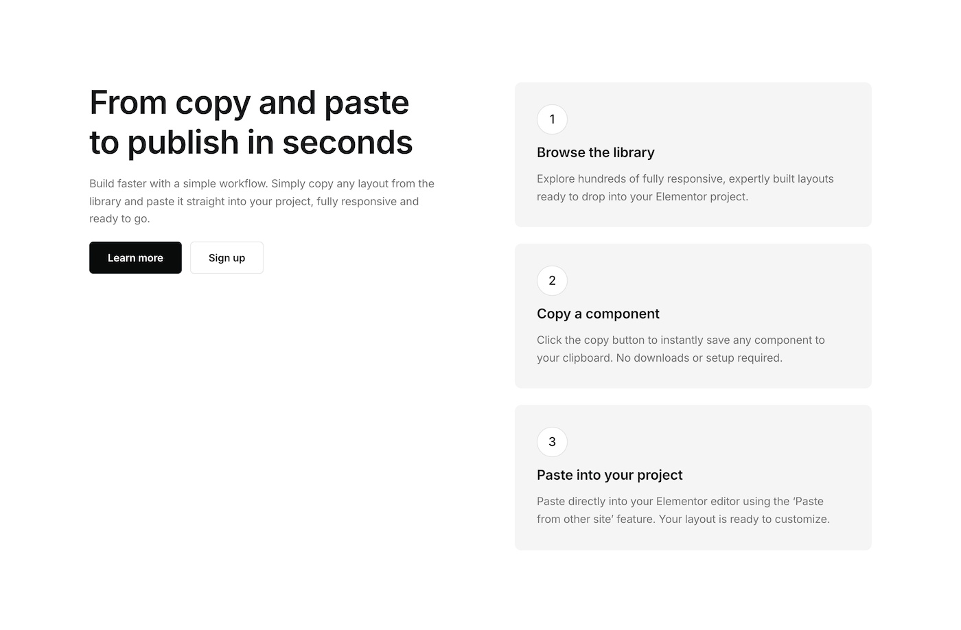 Elementor How it works components | Element UI